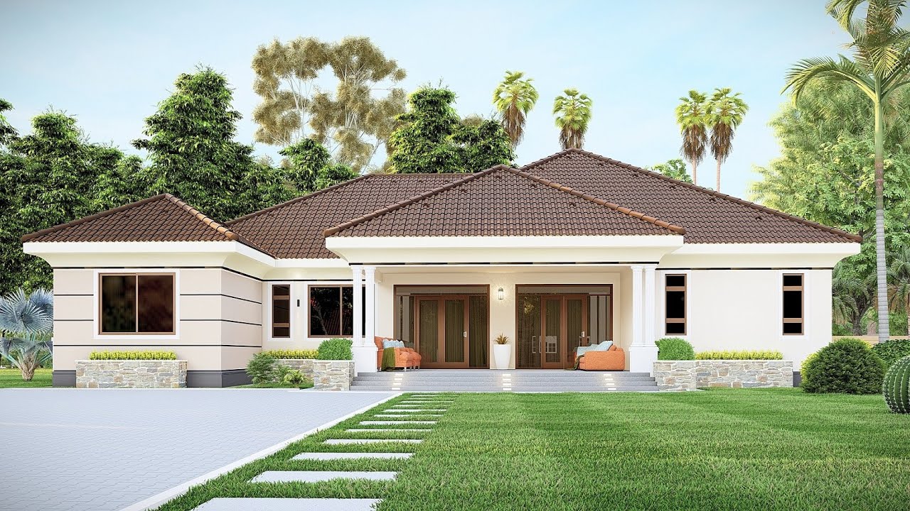 HOUSE DESIGN IDEA | 5 Bedroom House Plan | 19.5 X 17.5 Meters Bungalow ...