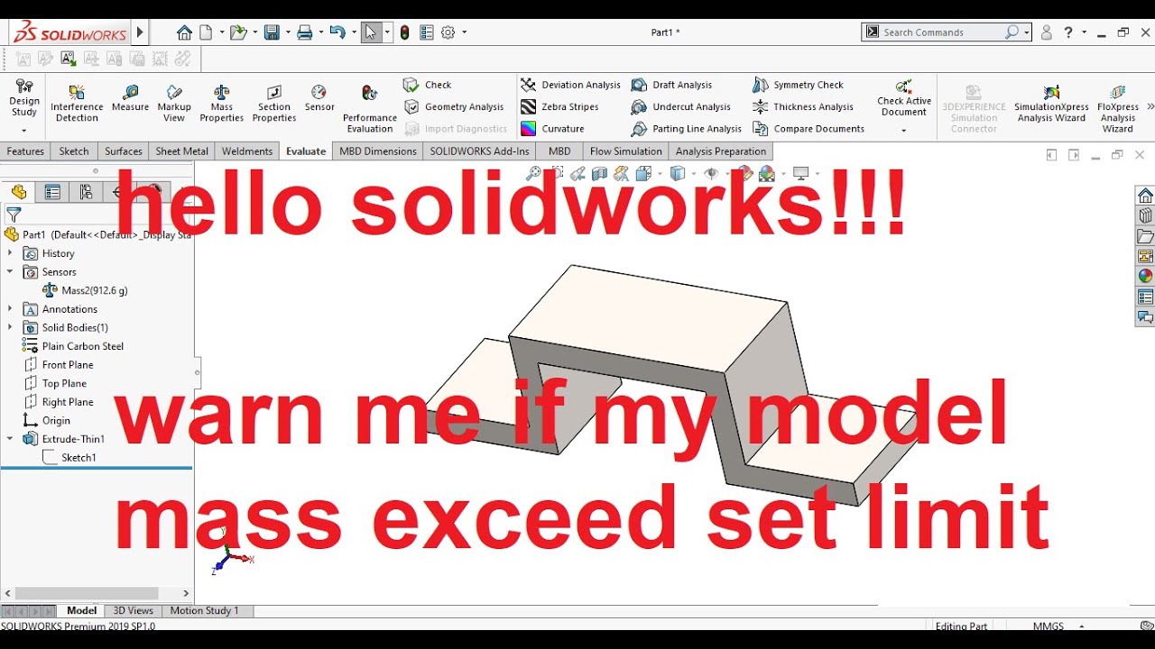 Solidworks tips and tutorials : How to use solidworks mass sensor ...