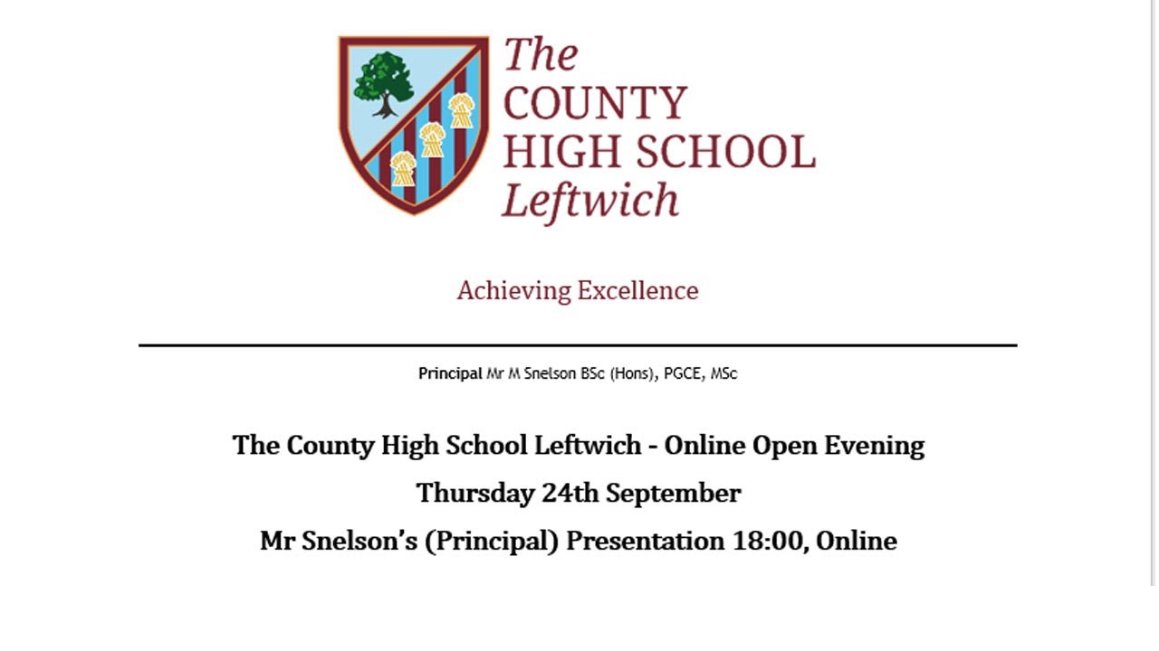 The County High School Leftwich Online Open Evening - YouTube