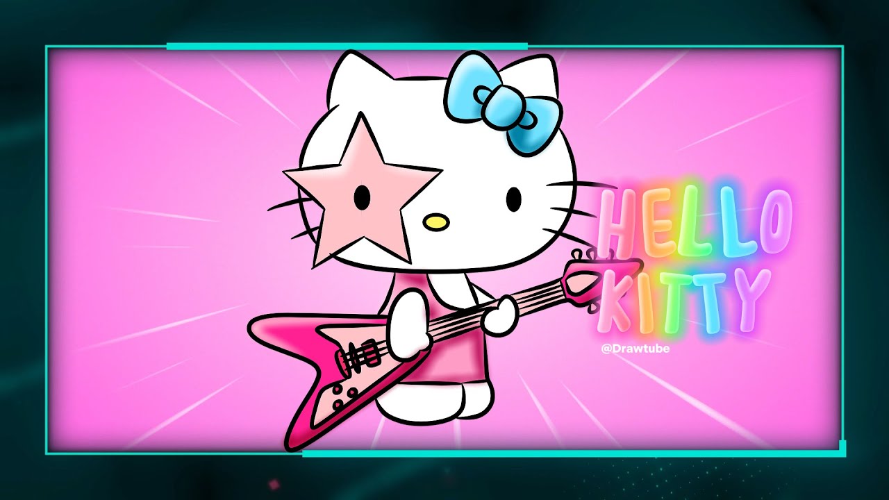 How to Draw Hello Kitty Rockstar Neon Light drawing and coloring video ...