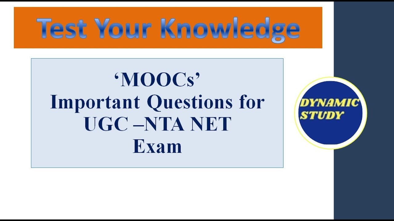 🔴 MOOCs - Important questions for NET June-2019 Live Test #Test_your ...