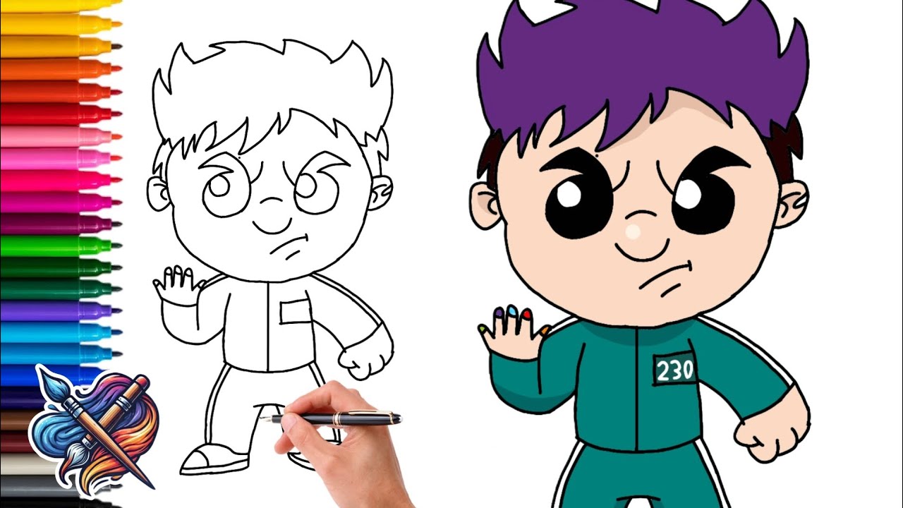 How to Draw Cartoon Thanos (player 230) from Squid Game Season 2 | The ...