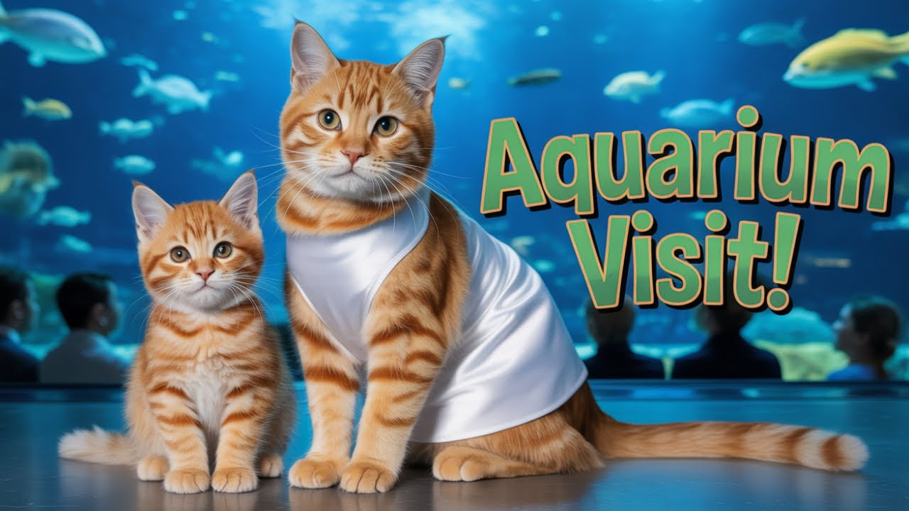 Ginger Mama Cat & Ginger Kitten Visit Dolphin Museum | Cute Cat Family ...