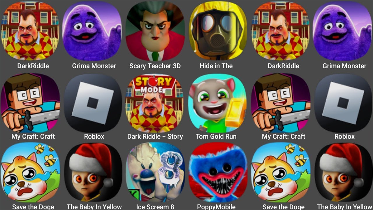 Dark Riddle,Grima Monster,ScaryTeacher3D,Hide in The,Roblox,MyCarft,Ice ...