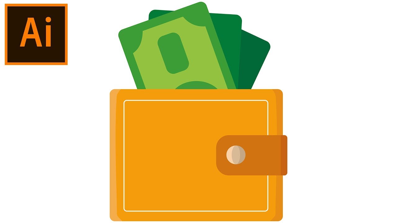 Flat Design how to create wallet illustration - Illustrator Tutorial ...