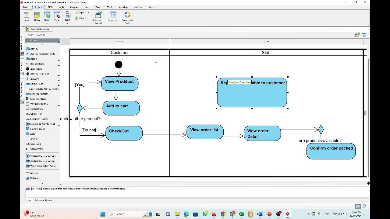 Activity diagram Swimlane - YouTube