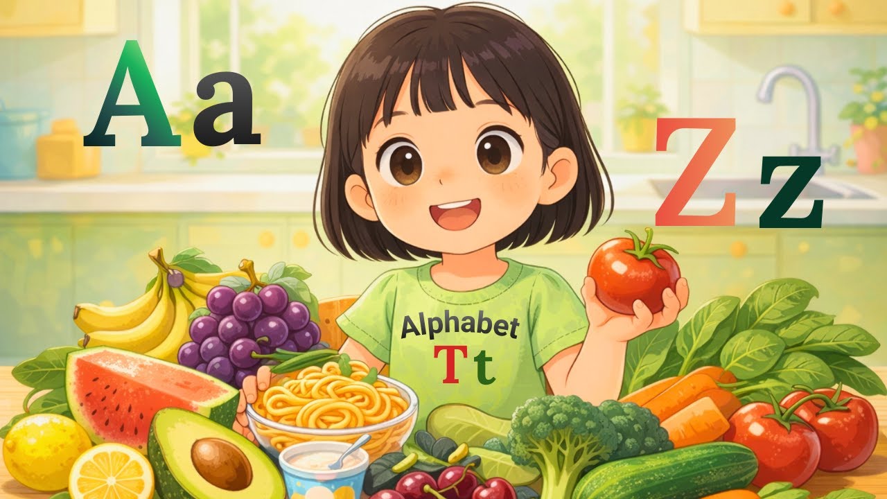 ABC Healthy Food Song 🍎 Learn Alphabet A–Z with Fruits & Vegetables ...