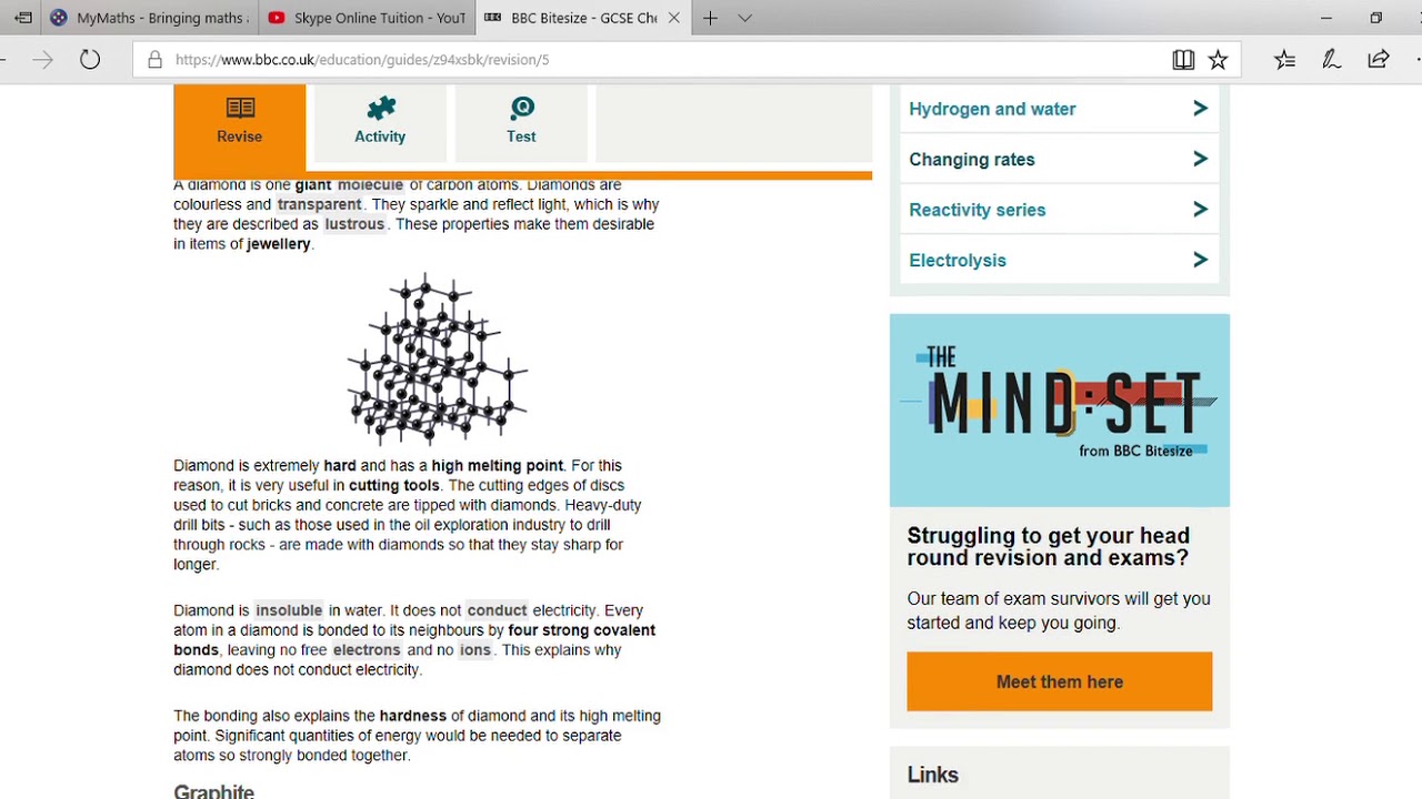 Diamond and Graphite- Physical and Chemical properties/GCSE - YouTube