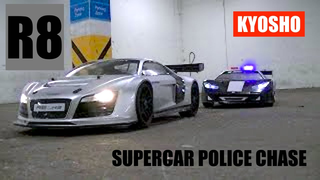 AUDI R8 UNSTOPPABLE IN POLICE SUPER CAR GT2 CHASE -- KYOSHO RC - YouTube