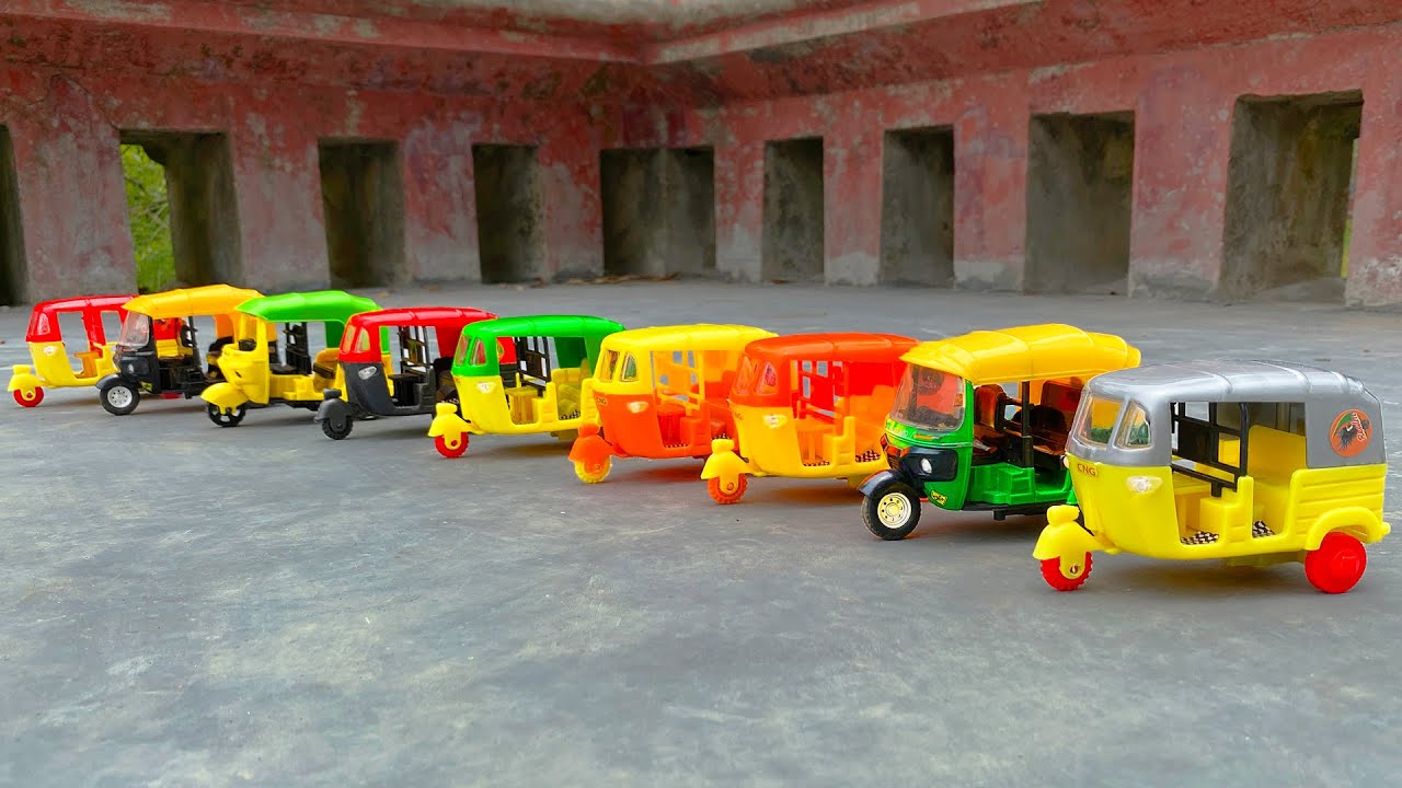 Hiding Many Colorful Toy CNG Auto Rickshaws In The Bushes By SADU PLAY ...