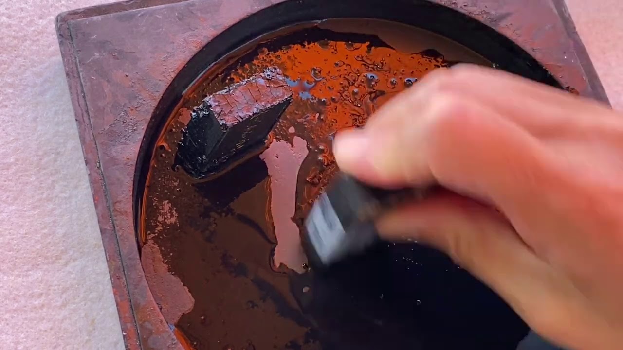 Grind ink with my mother's giant inkstone - YouTube