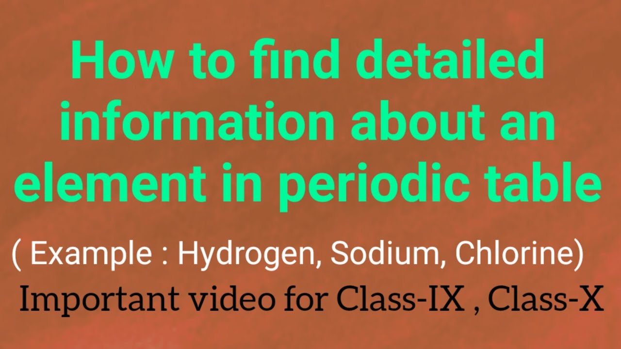 How to find detailed information of an Element - YouTube