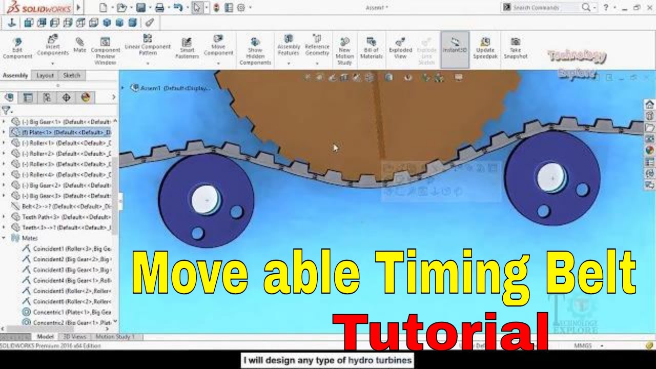 How to Make Moveable Timing Belt in SolidWorks - YouTube