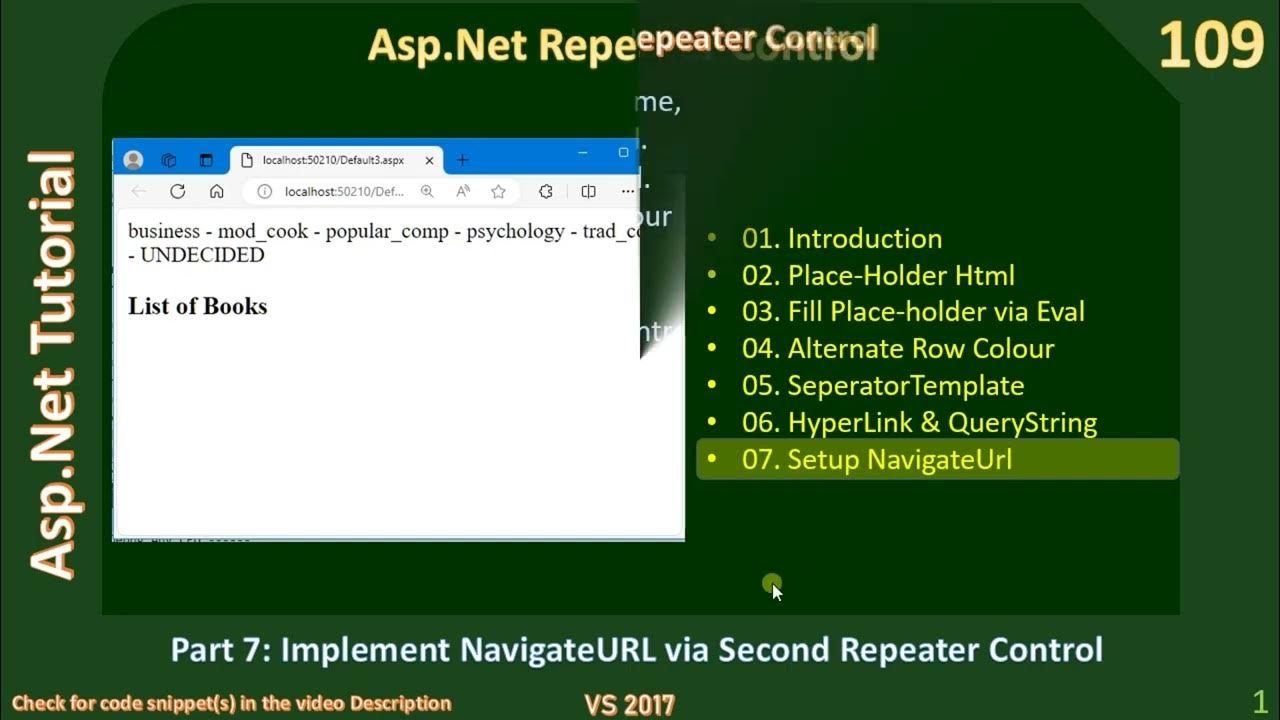 Repeater Control | Part 7 - Setup NavigateUrl | Asp Net Tutorial #109 - YouTube
