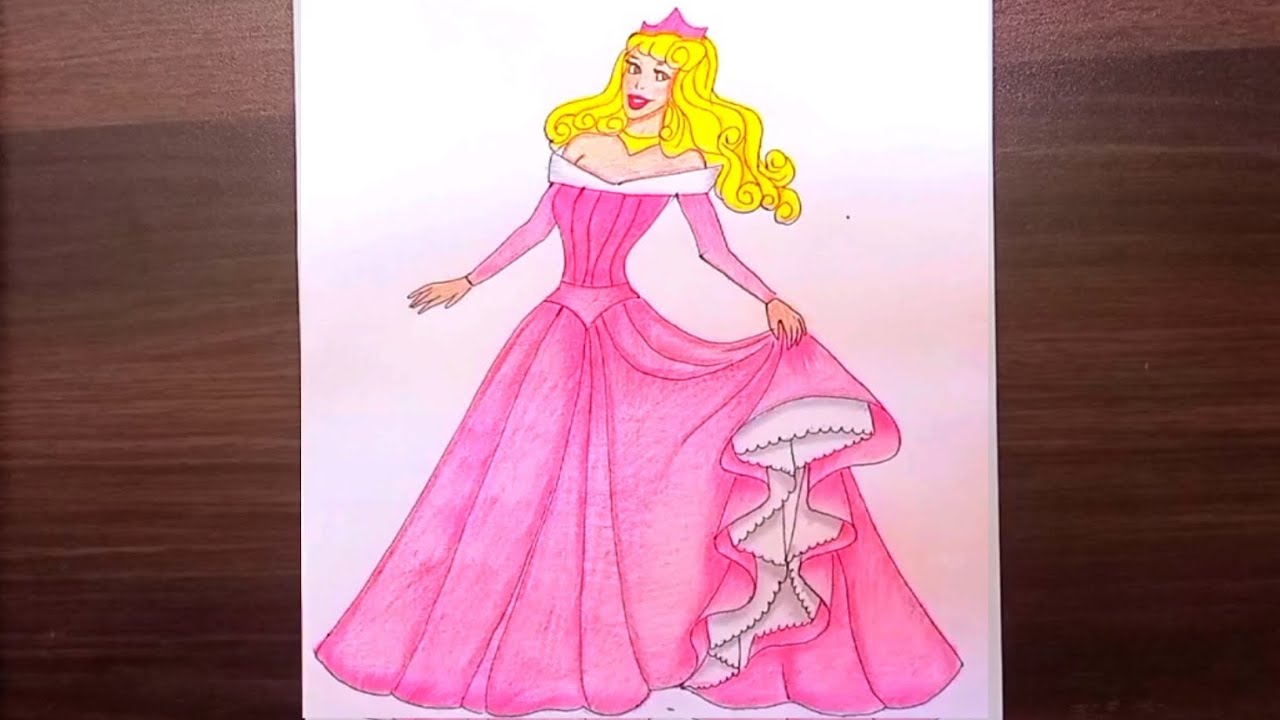 How to draw a Disney princess Aurora drawing || easy princess Aurora ...