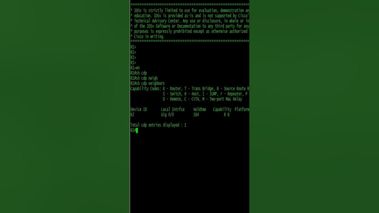 Shorts-Show cdp neighbors-Cisco IOS - YouTube