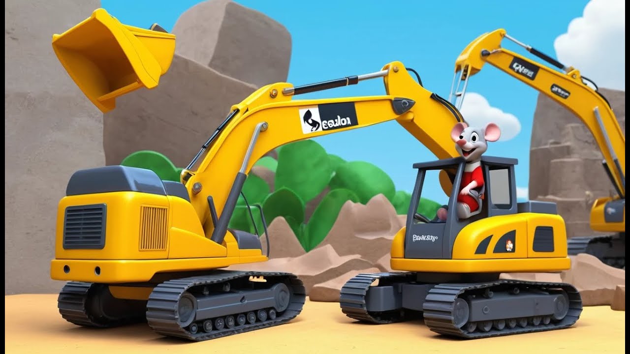 Tiny Mouse in a Big Excavator | 3D Animated Nursery Rhyme for Kids ...