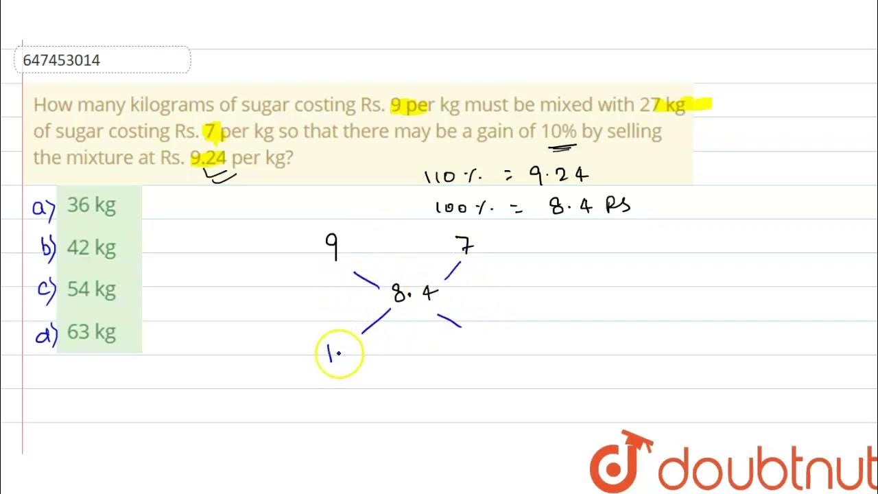 How Many Kilograms Of Sugar Costing Rs 9 Per Kg Must Be Mixed With27 how-many-kilograms-of-sugar-costing-rs-9-per-kg-must-be-mixed-with27