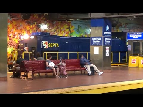 RARE: SEPTA work train passes Jefferson Station with a caboose! - YouTube