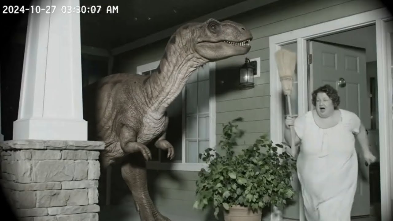 Security Camera | Caught Dinosaur Ringing The Doorbell | Dinosaurs at ...