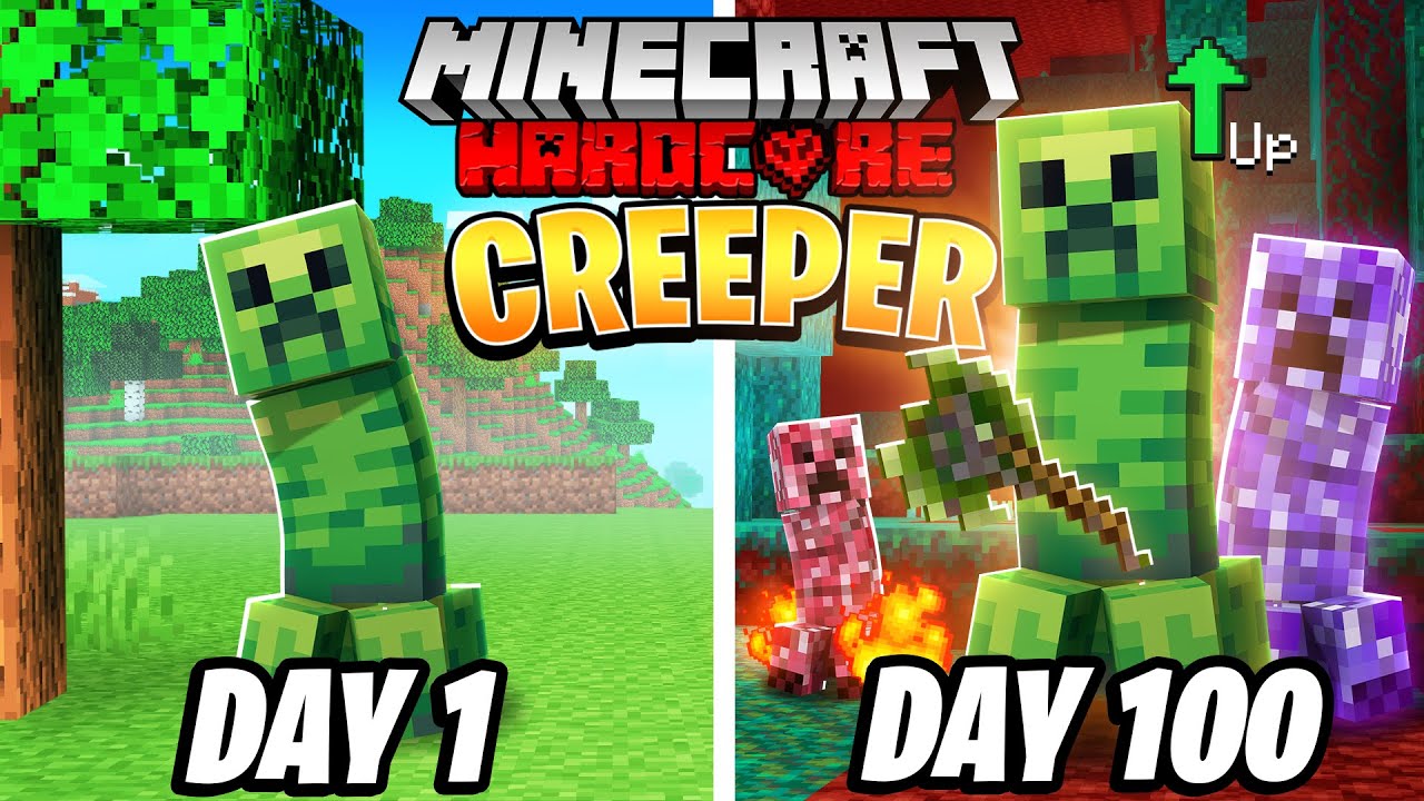 I Survived 100 Days as a Creeper in Hardcore Minecraft.. Here's What ...