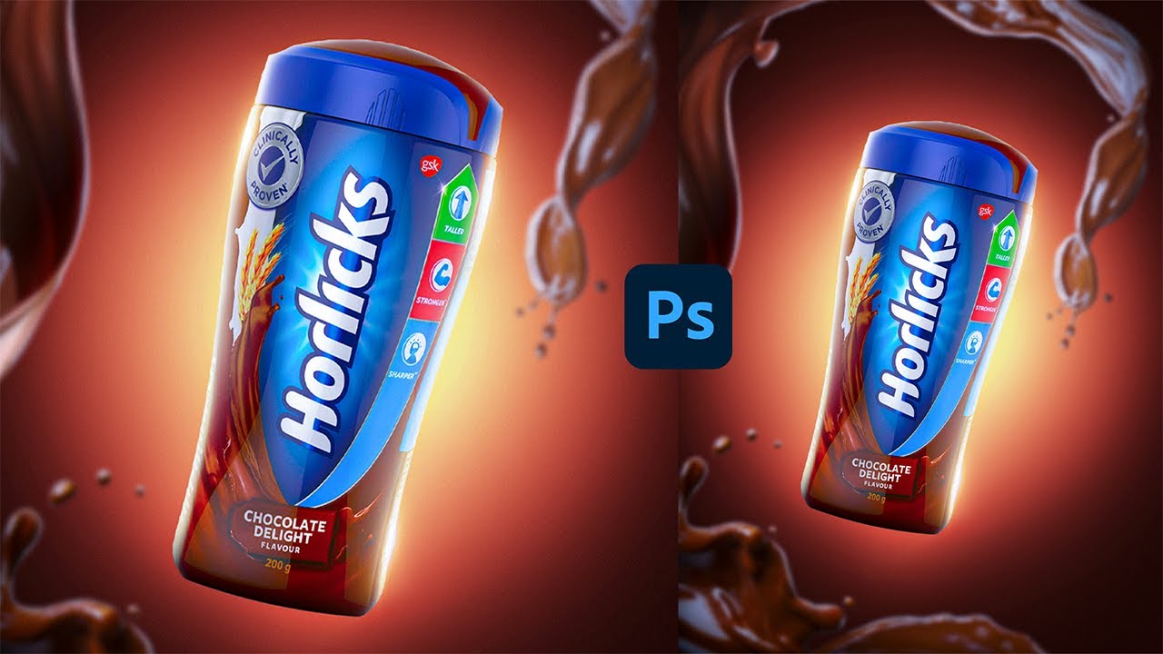 كيف تصمم ملصق احترافي | Horlicks chocolate drink poster design - YouTube