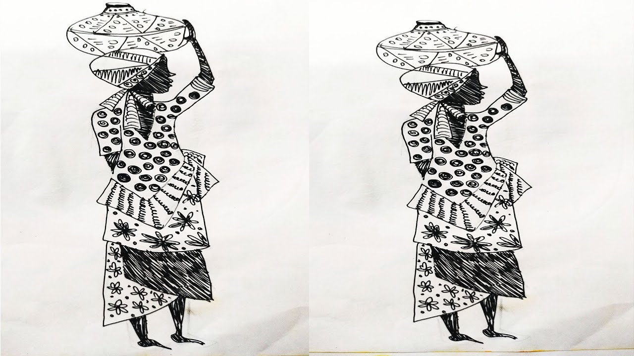 pen doodle women art | pen drawing tutorial - YouTube