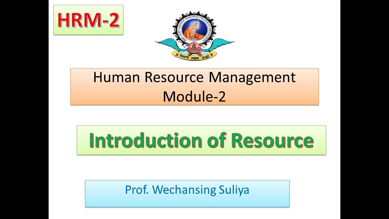 Human Resource Management -Module-2-Concept of Resource in Human ...
