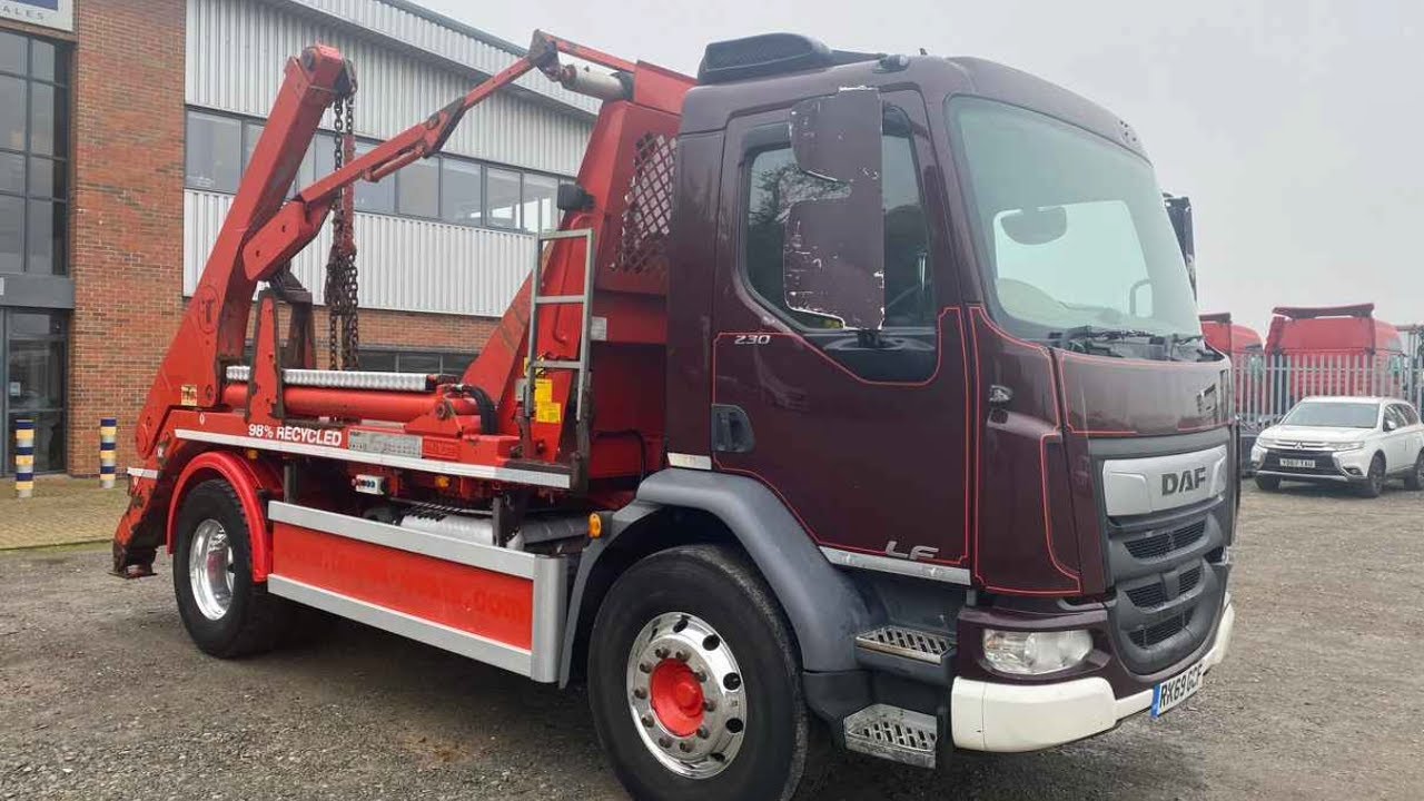 DAF LF230 *EURO 6* 18 TONNE SKIP LOADER 2019 - RK69 GCF - YouTube