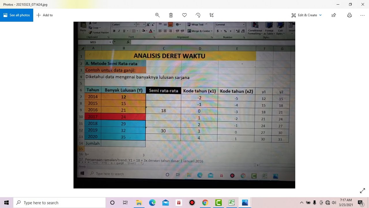 Menentukan Persamaan Trend dengan Metode Semi Rata-rata n Ganjil - YouTube