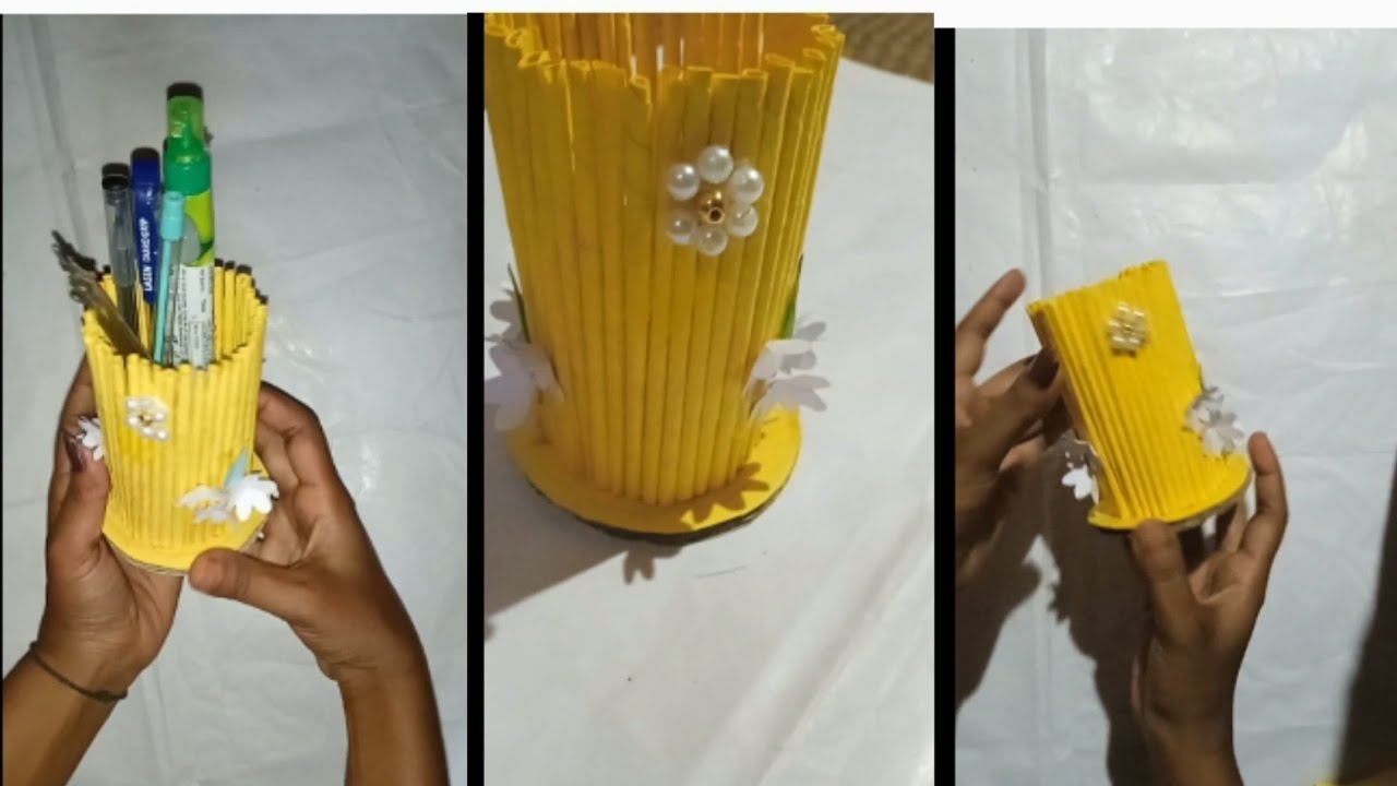 very easy pen stand/ paper craft pen stand/don't miss - YouTube