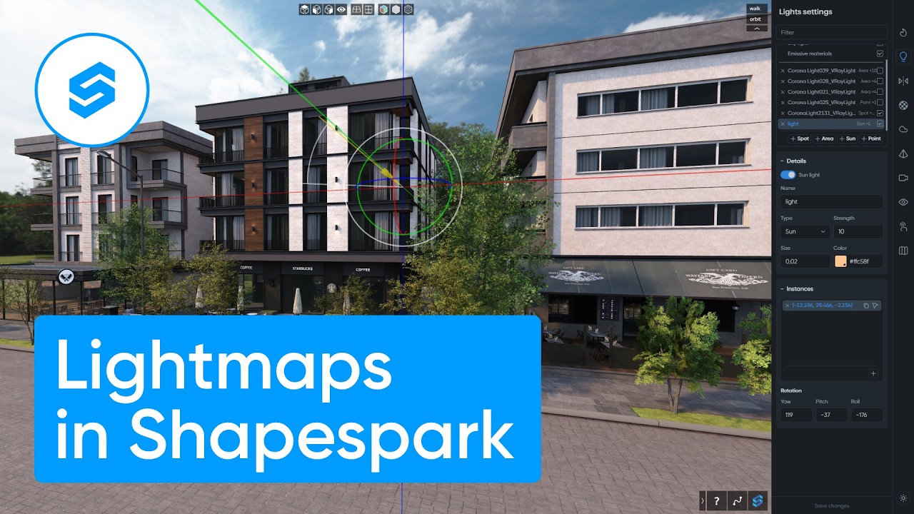 Optimize Lightmaps for Exterior Scenes in Shapespark - YouTube