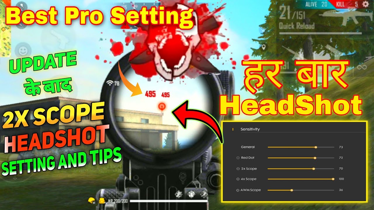 After Update 2x Scope Sensitivity | Best 2x Scope Setting For Always HeadShot | Garena Free Fire ...