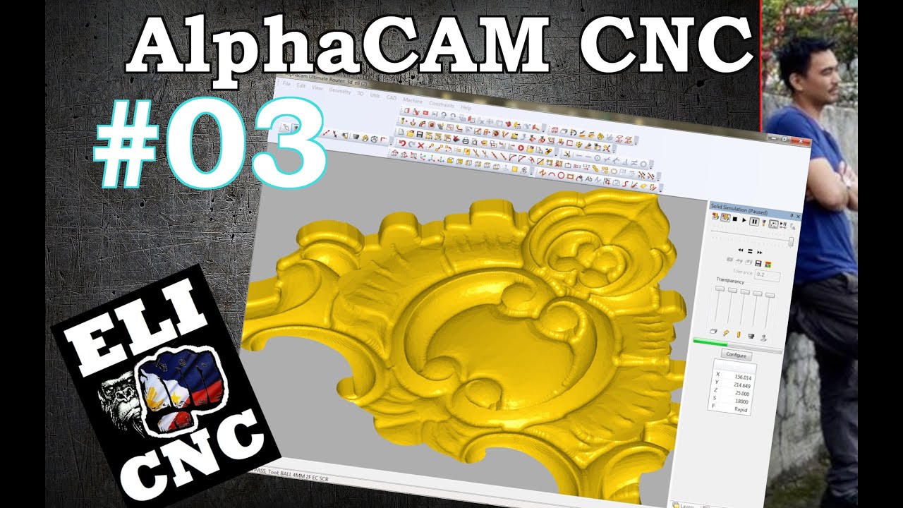 CNC VIDEO VLOG 929 /ALPHACAM SHUTTER CABINET ORNAMENT RELIEF DESIGN / COMPUTER NUMERIC CONTROL ...