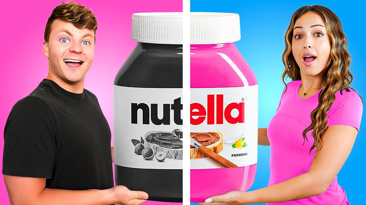Eating PINK vs BLACK Food Challenge! - YouTube