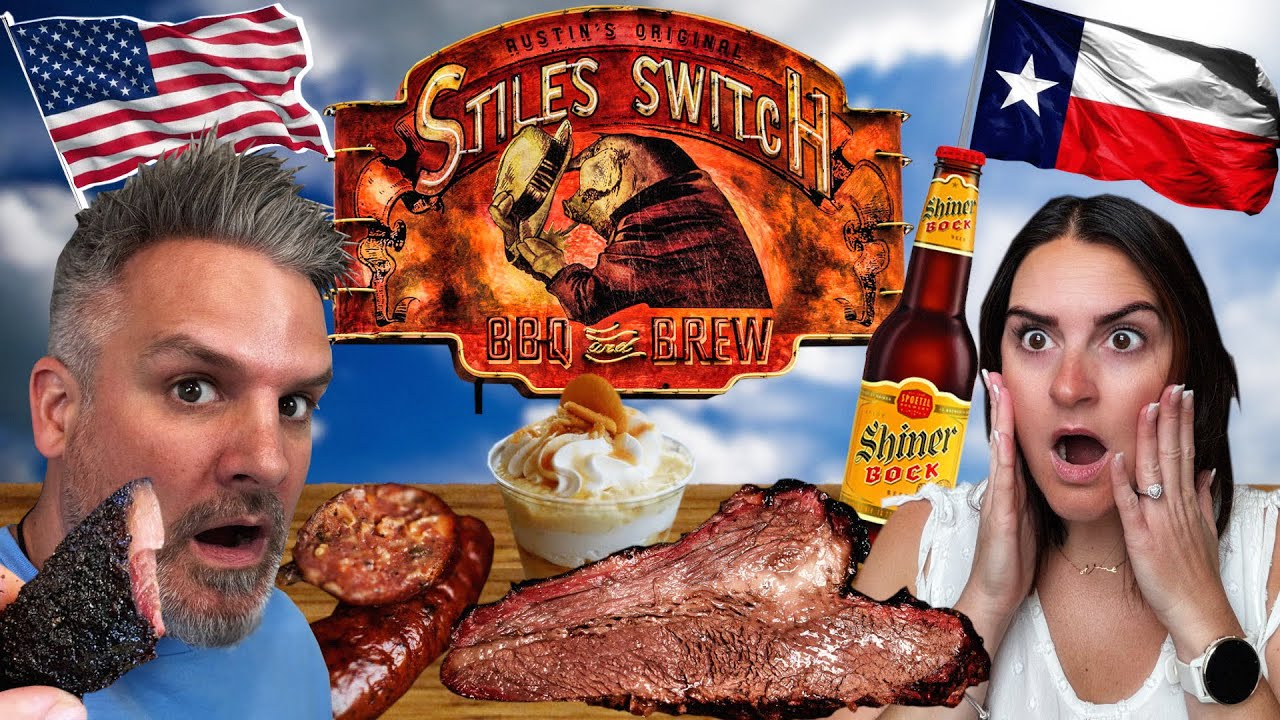 Brits Try STILES SWITCH BBQ for the first time! In Texas ! - YouTube