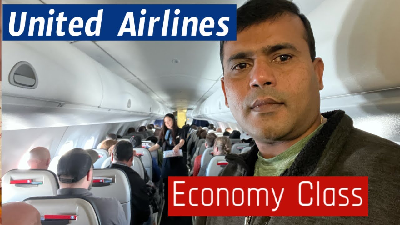 United Airlines economy class, Indianapolis to Newark, small flight ...