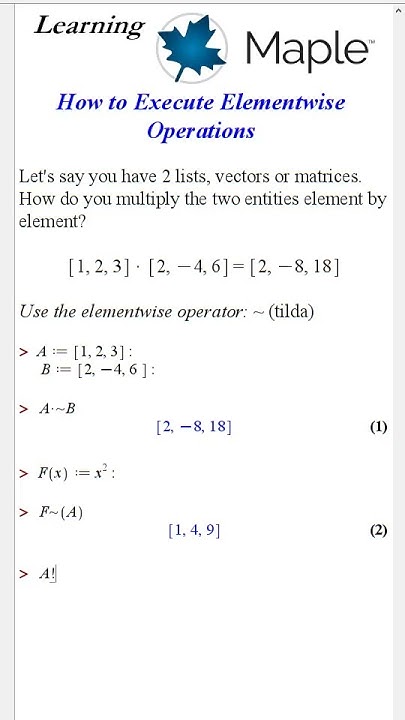 How to Execute Elementwise Operations in #Maple #LearningMaple - YouTube