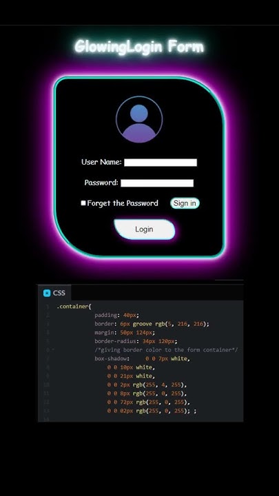 Glowing Login Form In Html Css Htmltutorial Learnhtml5andcss3 Forms Youtube