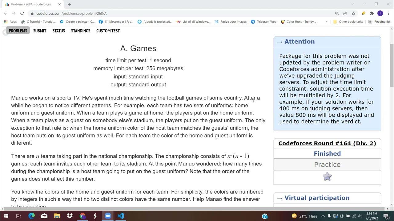 CodeForces problem 268A - YouTube