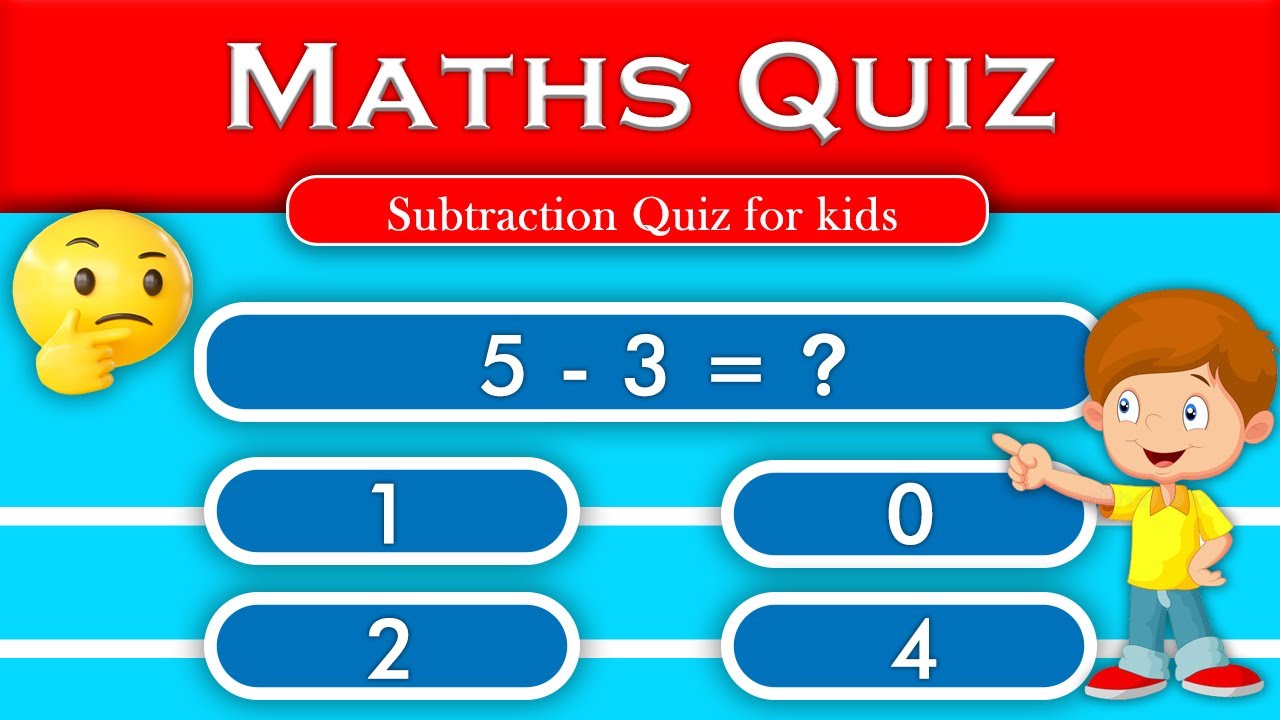 20 One Digit Subtraction Quiz | Math Quiz for Kids - YouTube