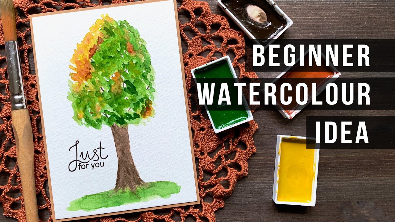 Easy Autmnal Watercolour Tree | DIY CARDS FOR BEGINNERS - YouTube
