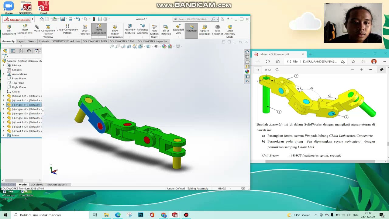 TUTORIAL MEMBUAT KOMPONEN & ASSEMBLY SOLIDWORK - YouTube
