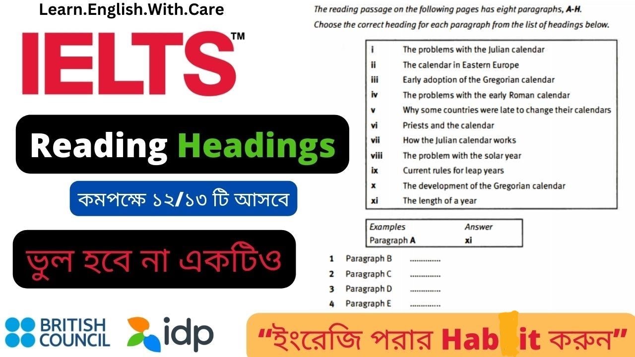 IELTS.IELTS Reading Headings Matching Easy Tips.IELTS Reading এর ...