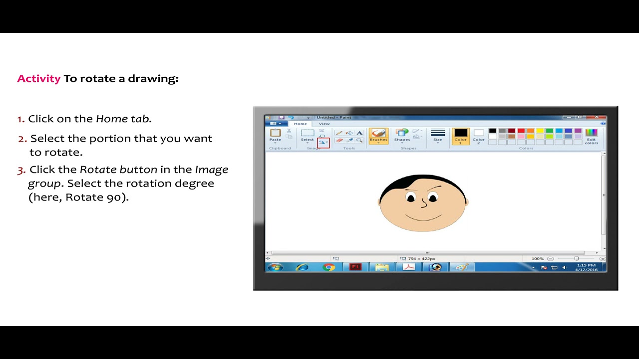Activity 3.7.2: To rotate the drawing in Paint - YouTube