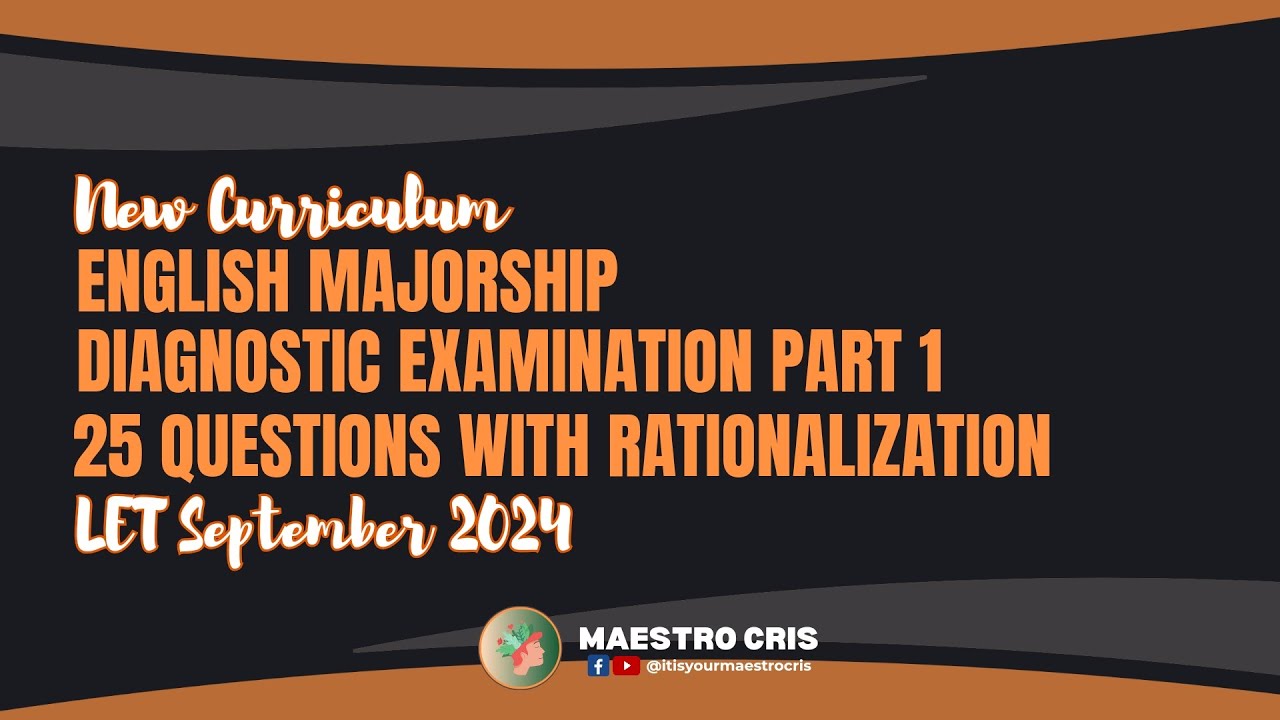 English Majorship Diagnostic Exam Part 1 | 25 Questions With Rationale ...