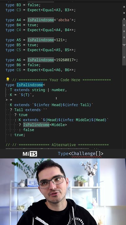 IsPalindrome - TypeScript Type Challenges #4037 [HARD] - YouTube