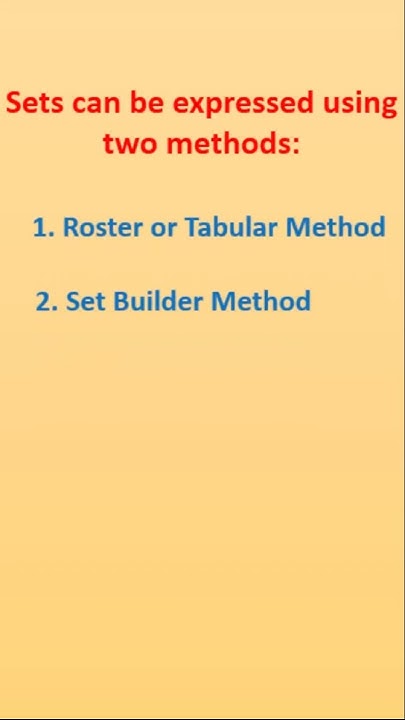 Methods for expressing sets | Roster method & Set builder method | Math MindSet - YouTube