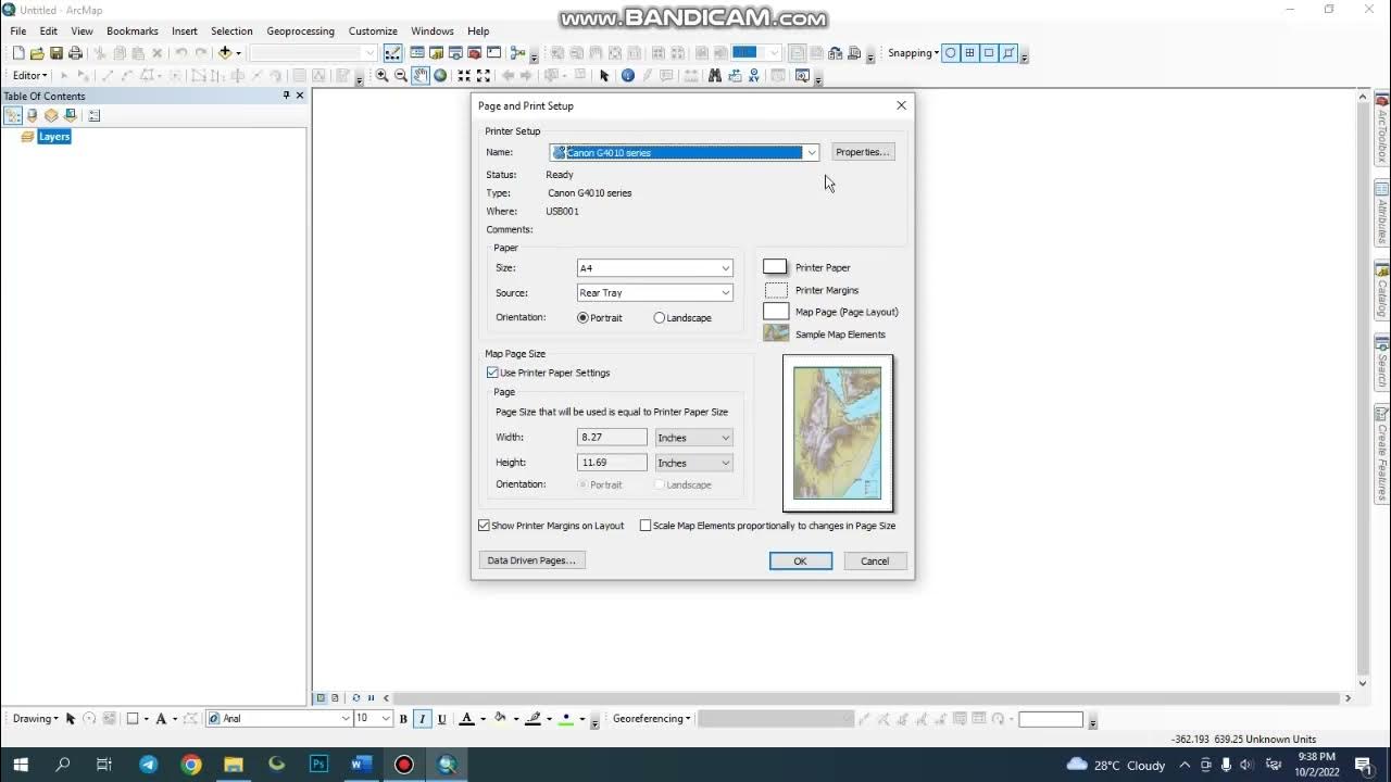 វិធីកំណត់ទំហំក្រដាសផែនទីតាម ទំហំដែលចង់បាន ក្នុងកម្មវិធី ArcMap 10.8 - YouTube