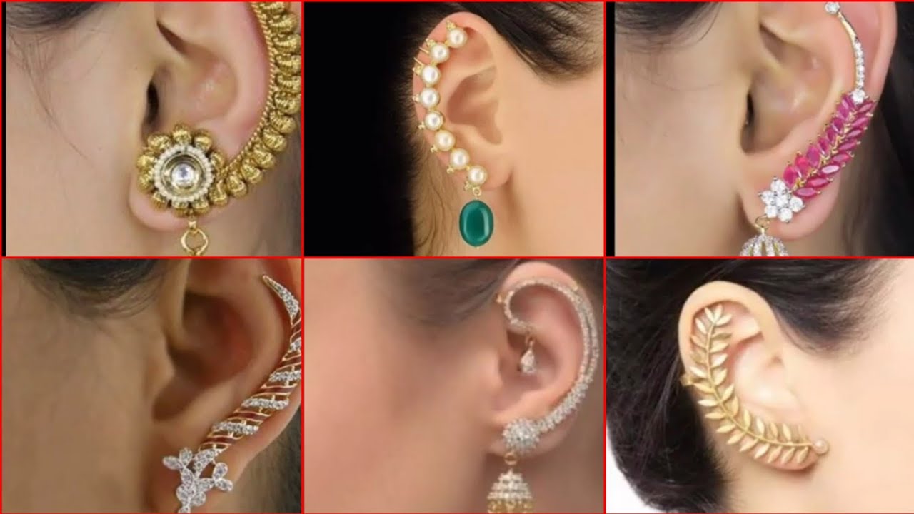 Light Weight Gold cuff Earrings Designs / New Gold Karnful Design / Top ...